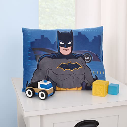 Warner Brothers Batman The Caped Crusader Navy, Gray and Yellow Decorative Toddler Pillow