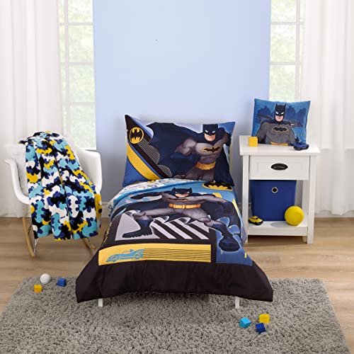 Warner Brothers Batman The Caped Crusader Navy, Gray and Yellow Decorative Toddler Pillow