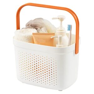 taili portable shower caddy basket tote, plastic shower basket with handle, dorm room essentials toiletry caddy for dorm college bathroom cleaning camping, orange