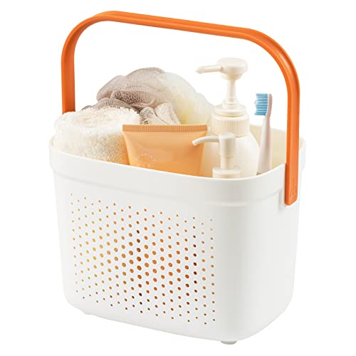 TAILI Portable Shower Caddy Basket Tote, Plastic Shower Basket with Handle, Dorm Room Essentials Toiletry Caddy for Dorm College Bathroom Cleaning Camping, Orange