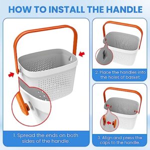 TAILI Portable Shower Caddy Basket Tote, Plastic Shower Basket with Handle, Dorm Room Essentials Toiletry Caddy for Dorm College Bathroom Cleaning Camping, Orange