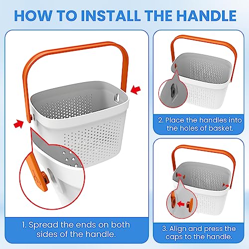 TAILI Portable Shower Caddy Basket Tote, Plastic Shower Basket with Handle, Dorm Room Essentials Toiletry Caddy for Dorm College Bathroom Cleaning Camping, Orange