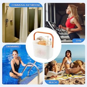 TAILI Portable Shower Caddy Basket Tote, Plastic Shower Basket with Handle, Dorm Room Essentials Toiletry Caddy for Dorm College Bathroom Cleaning Camping, Orange