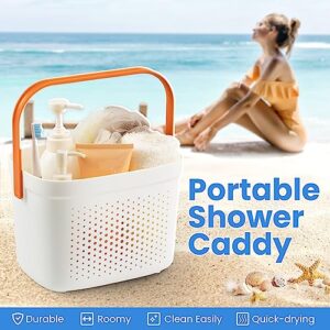 TAILI Portable Shower Caddy Basket Tote, Plastic Shower Basket with Handle, Dorm Room Essentials Toiletry Caddy for Dorm College Bathroom Cleaning Camping, Orange