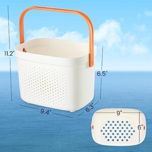 TAILI Portable Shower Caddy Basket Tote, Plastic Shower Basket with Handle, Dorm Room Essentials Toiletry Caddy for Dorm College Bathroom Cleaning Camping, Orange