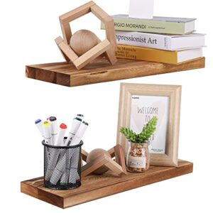 edepreak floating shelves pine wood floating shelf wall shelf set of 2 kitchen wooden shelves carbonized farmhouse shelves for wall decor wooden floating book shelves hidden bracket for bathroom