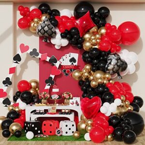 BALONAR 130Pcs DIY Red Black Gold Garland Balloon 18/10/5inch Metallic Latex Balloons for Birthday Party Celebration Graduation Bachelorette Casino Theme Party Balloons (Red Black White)