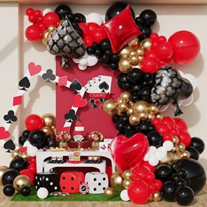 balonar 130pcs diy red black gold garland balloon 18/10/5inch metallic latex balloons for birthday party celebration graduation bachelorette casino theme party balloons (red black white)