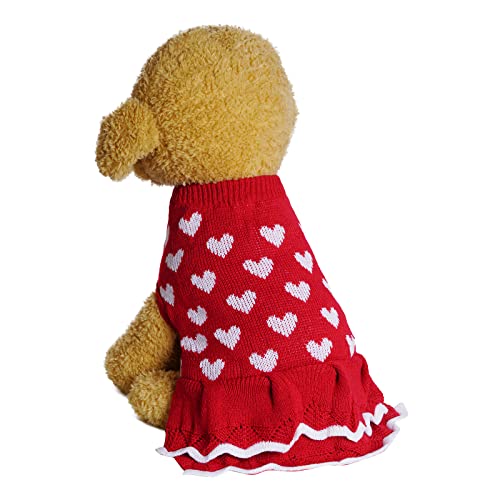 Puppy Dog Sweater Dress Valentine's Christmas Girl Red Winter Warm Dog Princess Dress Knitwear Pet Sweater XL