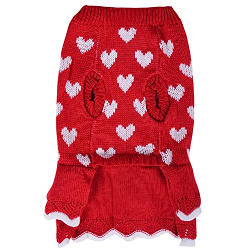 Puppy Dog Sweater Dress Valentine's Christmas Girl Red Winter Warm Dog Princess Dress Knitwear Pet Sweater XL