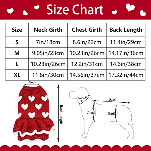 Puppy Dog Sweater Dress Valentine's Christmas Girl Red Winter Warm Dog Princess Dress Knitwear Pet Sweater XL