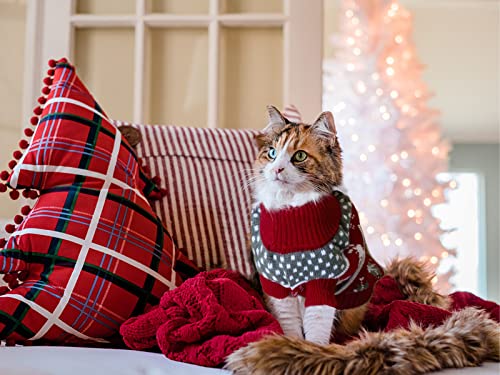 CooShou 2Pcs Dog Christmas Sweater Cat Christmas Sweater Cat Dog Knitwear Sweater Xmas Pet Clothes Winter Warm Reindeer Snowflake Merry Christmas Cat Sweaters for Small Medium Cats Dogs XXL