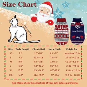 CooShou 2Pcs Dog Christmas Sweater Cat Christmas Sweater Cat Dog Knitwear Sweater Xmas Pet Clothes Winter Warm Reindeer Snowflake Merry Christmas Cat Sweaters for Small Medium Cats Dogs XXL