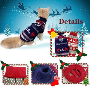 CooShou 2Pcs Dog Christmas Sweater Cat Christmas Sweater Cat Dog Knitwear Sweater Xmas Pet Clothes Winter Warm Reindeer Snowflake Merry Christmas Cat Sweaters for Small Medium Cats Dogs XXL