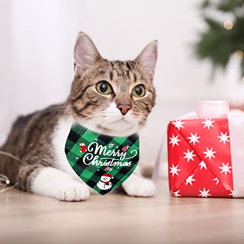 2 Pack Christmas Dog Cat Bandana Set, Holiday Buffalo Plaid Bib for Large Medium Small Puppies Pets