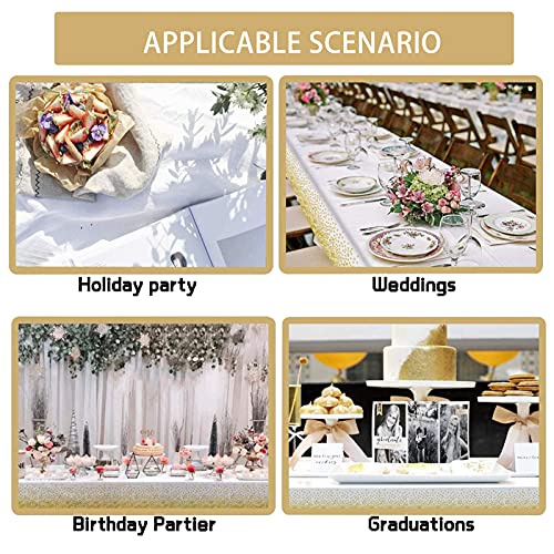 GoodSing 6 PCS Disposable Plastic Tablecloths, Plastic Rectangle White Dot Tablecloths for Indoor or Outdoor Tables Parties Christmas Picnic Birthdays and Weddings