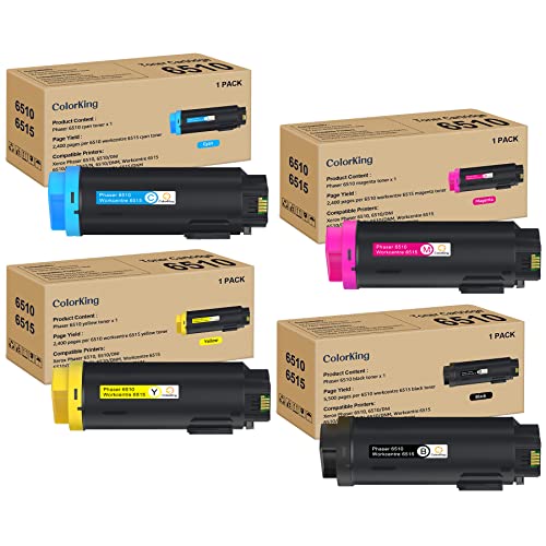 Colorking Compatible 6510 Toner Cartridge Replacement for Xerox Phaser 6510 WorkCentre 6515 to Use with 6515/DNI 6515/DN 6510/DN Printer High Yield (4-Pack, 1 Black 1 Cyan 1 Magenta 1 Yellow)