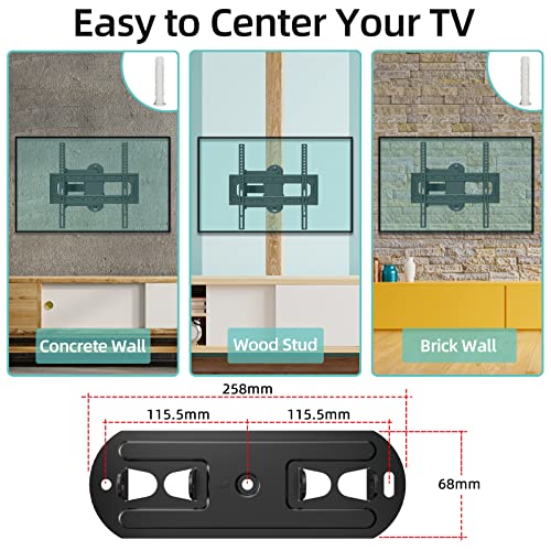 HCMOUNTING Swivel and Tilt TV Wall Mount for 26-55 inch Flat Screen Curved TVs, Full Motion Wall Mount TV Bracket with Single Stud Level Adjustment VESA 400x400mm Holds up to 88lbs