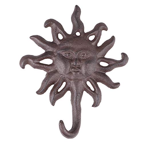 GANAZONO Curtain Tiebacks Hook Antique Cast Iron Wall Hooks Dual Prong Hat Hangers Robe Clothes Hanger Hook Sun Head Iron Art Sculpture Decor for Bathroom Bedroom Entryway Kitchen Decor