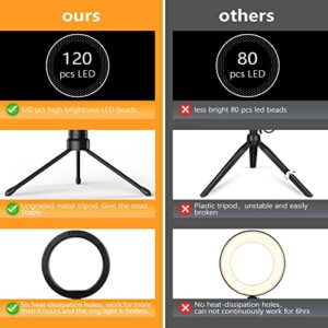 HONGDAK 10.2'' Selfie Ring Light with Stand and Phone Holder, Desk Ring Lights with 3500K-6500K Dimmable 3 Light Colors 10 Brightness Levels for Phone Video TikTok Live Streaming Makeup