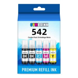 cymbaink compatible t542 refill ink bottle replacement for 542 t542 522 t522 works for ecotank et-2720 et-2760 et-2800 et-4700 et-2803 et-2750 et-3750 et-4750 et-3760 et-4760 et-2700 (542)