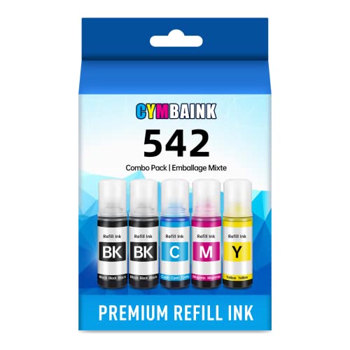 CYMBAINK Compatible T542 Refill Ink Bottle Replacement for 542 T542 522 T522 Works for EcoTank ET-2720 ET-2760 ET-2800 ET-4700 ET-2803 ET-2750 ET-3750 ET-4750 ET-3760 ET-4760 ET-2700 (542)