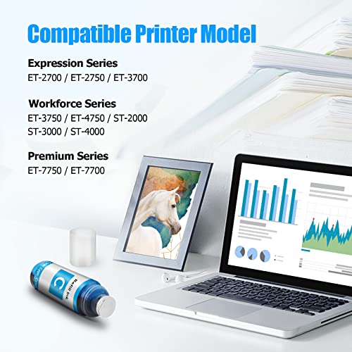 CYMBAINK Compatible T542 Refill Ink Bottle Replacement for 542 T542 522 T522 Works for EcoTank ET-2720 ET-2760 ET-2800 ET-4700 ET-2803 ET-2750 ET-3750 ET-4750 ET-3760 ET-4760 ET-2700 (542)