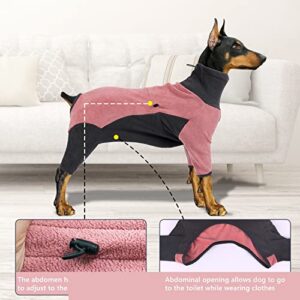 Etdane Dog Winter Coat Warm Fleece Cold Weather Jackets Full Body Shedding Onesie High Collar Pet Sweater for Small Large Medium Dogs Grey/Pink X-Small