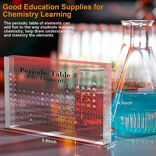 UkkRoa Real Chemical Element Periodic Table 83 Kinds of Real Elements & Acrylic Display Stand, for Science Lovers, Students to Learn Chemistry Chart Tools, Gifts and Crafts Decoration (5.9" x 4.5")