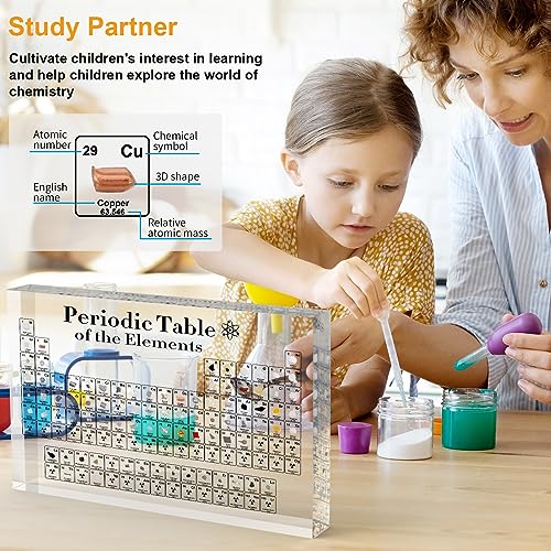 UkkRoa Real Chemical Element Periodic Table 83 Kinds of Real Elements & Acrylic Display Stand, for Science Lovers, Students to Learn Chemistry Chart Tools, Gifts and Crafts Decoration (5.9" x 4.5")