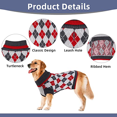 D4DREAM Dog Sweaters for Puppy,Small Size Sweater for Dogs,Winter Cute Classic Pet Sweater,Turtleneck Doggie Sweater with Leash Hole