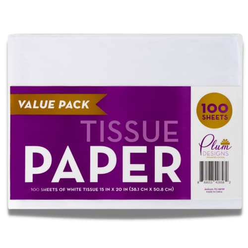 White Tissue Paper for Gift Bags 15" x 20" 100 Sheets, Bulk Tissue Paper for Packaging- 100 Sheets Premium White Tissue Paper,Wrapping Tissue Paper - 15x 20 Inches (White Tissue 100ct 15x20in)