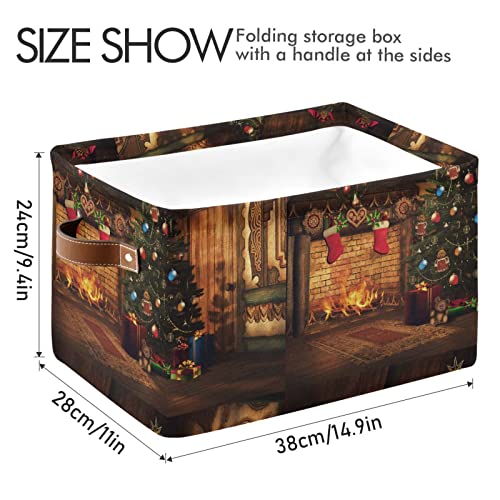 Kigai Storage Basket Fairy Hut and Christmas Tree Storage Bin with Handle, Large Storage Cube Collapsible for Shelves Closet Bedroom Living Room 1PC