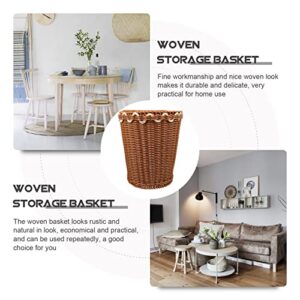 Zerodeko Laundry Basket Retro Rubbish Bin Wicker Waste Basket Rattan Basket Trash Can Woven Garbage Container Bin Flower Pots Laundry Storage Basket for Home Office Laundry Basket Clothes