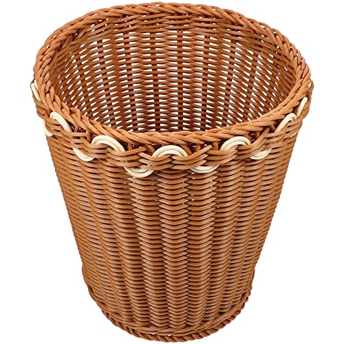 Zerodeko Laundry Basket Retro Rubbish Bin Wicker Waste Basket Rattan Basket Trash Can Woven Garbage Container Bin Flower Pots Laundry Storage Basket for Home Office Laundry Basket Clothes