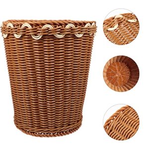 Zerodeko Laundry Basket Retro Rubbish Bin Wicker Waste Basket Rattan Basket Trash Can Woven Garbage Container Bin Flower Pots Laundry Storage Basket for Home Office Laundry Basket Clothes