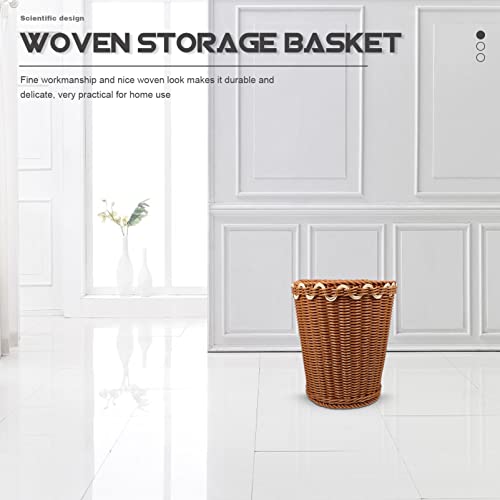 Zerodeko Laundry Basket Retro Rubbish Bin Wicker Waste Basket Rattan Basket Trash Can Woven Garbage Container Bin Flower Pots Laundry Storage Basket for Home Office Laundry Basket Clothes