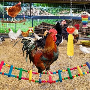 CheeFun 7Pcs Chicken Toys for Coop: Bird Hens Chicken Coop Accessory - Chicken Xylophone Mirror & Pecking Toys for Chicken Bird Parrot