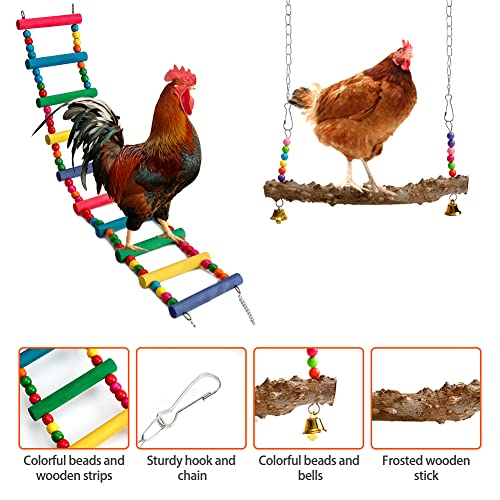 CheeFun 7Pcs Chicken Toys for Coop: Bird Hens Chicken Coop Accessory - Chicken Xylophone Mirror & Pecking Toys for Chicken Bird Parrot