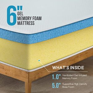 PayLessHere 6 Inch Queen Gel Memory Foam Mattress Fiberglass Free/CertiPUR-US Certified/Bed-in-a-Box/Cool Sleep & Comfy Support