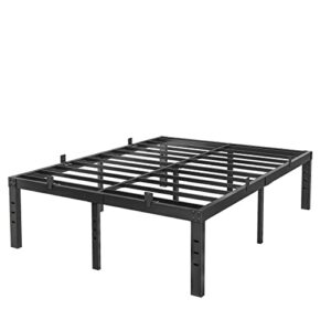 COMASACH Bed Frames Full and 6 Pcs Non Slip Mattress Gaskets, No Box Spring Needed, 14 Inch Black Metal Platform Bed Frame, 4000Lb Heavy Duty Steel Slat Support, Noise Free Mattress Foundation