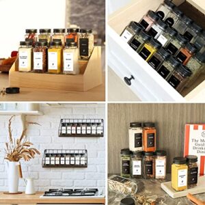 CUCUMI 35pcs Spice Jars with Labels, Glass Spice Bottles with Black Metal Caps, 4oz Spice Containers with Shaker Lids, Funnel, Chalk Pen,Test Tube Brush, Seasoning Storage for Spice Rack, Cabinet