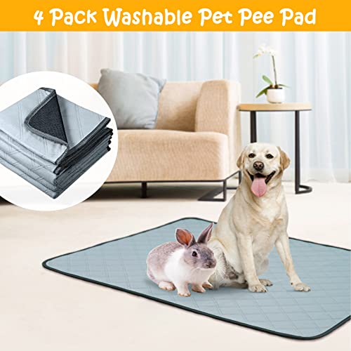 Mooydee 4 Pack Guinea Pig Cage Liners Washable Guinea Pig Bedding Super Absorbent | Waterproof | Non Slip| Reusable Guinea Pig Pee Pads for Small Animals Cages Rabbit Hamster Rat - 48" x 24"