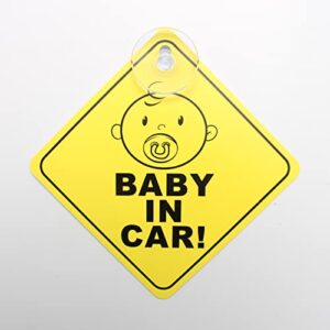 Jenbode Baby in Car Sticker for Cars, Baby On Board Warning Signs with Suction Cups, Durable and Strong Without Residue