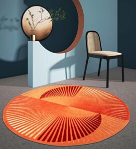 burnt orange round wool soft area rug for living room bedroom circle modern abstract carpet under dining coffee table indoor no-slip plush throw nursery rug floor runner rug 7ft