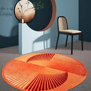 Burnt Orange Round Wool Soft Area Rug for Living Room Bedroom Circle Modern Abstract Carpet Under Dining Coffee Table Indoor No-Slip Plush Throw Nursery Rug Floor Runner Rug 7ft