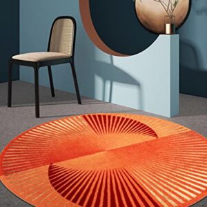 Burnt Orange Round Wool Soft Area Rug for Living Room Bedroom Circle Modern Abstract Carpet Under Dining Coffee Table Indoor No-Slip Plush Throw Nursery Rug Floor Runner Rug 7ft