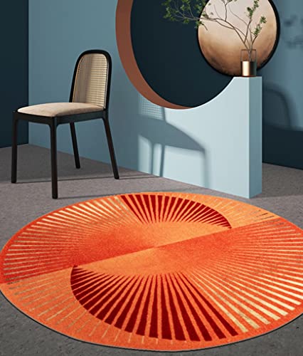 Burnt Orange Round Wool Soft Area Rug for Living Room Bedroom Circle Modern Abstract Carpet Under Dining Coffee Table Indoor No-Slip Plush Throw Nursery Rug Floor Runner Rug 7ft