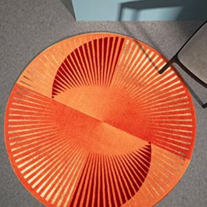 Burnt Orange Round Wool Soft Area Rug for Living Room Bedroom Circle Modern Abstract Carpet Under Dining Coffee Table Indoor No-Slip Plush Throw Nursery Rug Floor Runner Rug 7ft