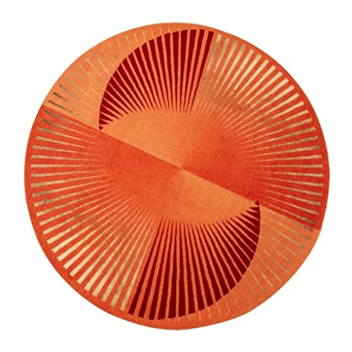 Burnt Orange Round Wool Soft Area Rug for Living Room Bedroom Circle Modern Abstract Carpet Under Dining Coffee Table Indoor No-Slip Plush Throw Nursery Rug Floor Runner Rug 7ft